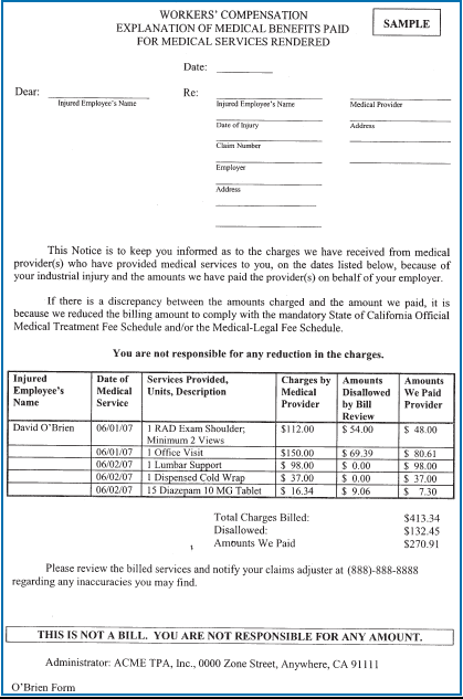 EOB Form for Workers’ Comp Gains Ground | | Workers’ Comp Executive