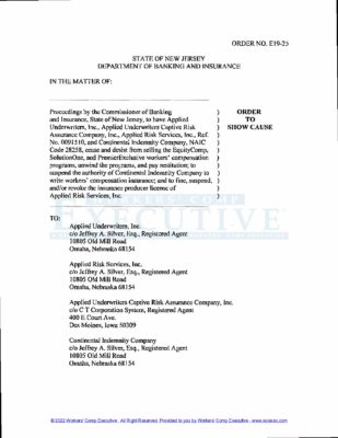New Jersey Order To Show Cause | | Workers’ Comp Executive